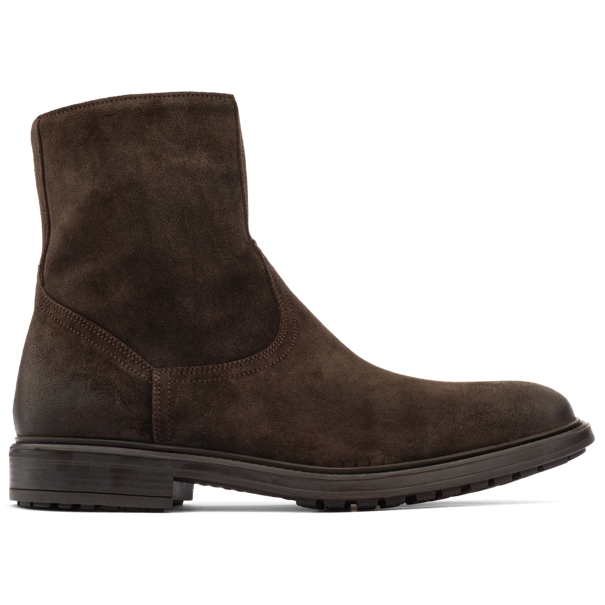 Muller Dark Brown Waxed Suede Plain Toe Zip Boot