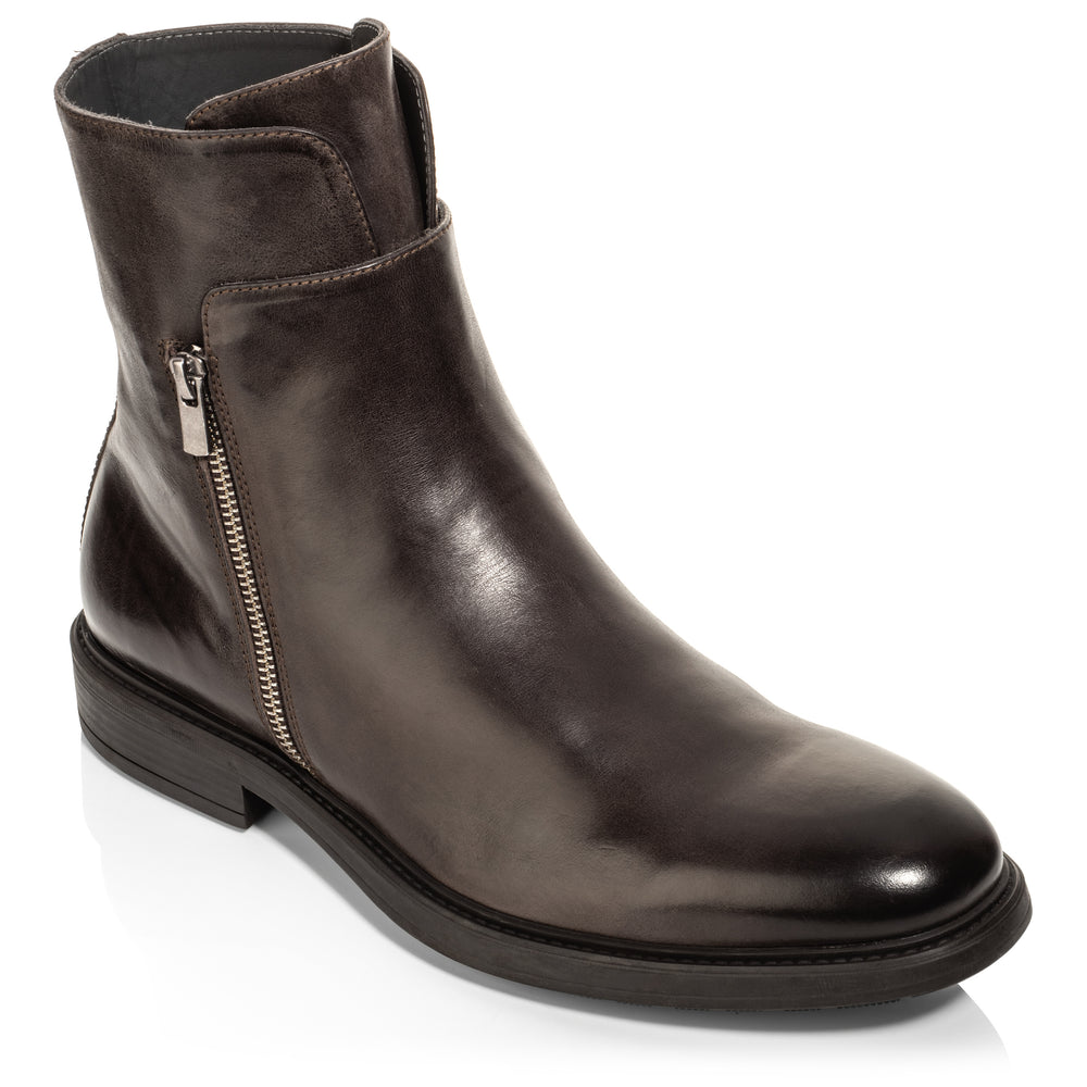 Boyd Dark Brown Calf Leather Zipper Boot